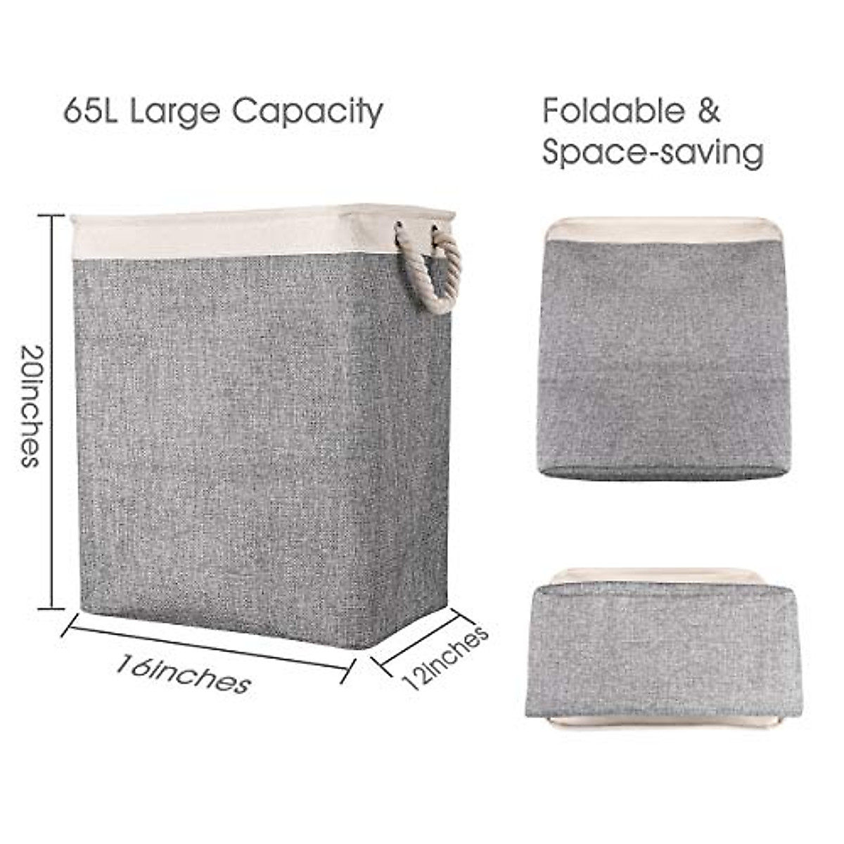 DYD Laundry Basket with Handles & Brackets Large Hamper for Kid Girl Collapsible Washing Bin Built-in Lining for Bedroom Dorm Toy Clothing Storage