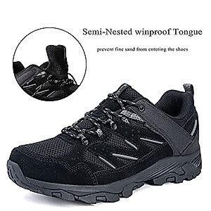 SILENTCARE Men's Waterproof Hiking Shoes Non-Slip Comfortable Outdoor Walking Hike Footwear(Medium, Black Grey,Numeric_11.5)