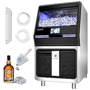 GSEICE Commercial Ice Maker Machine, Crescent Shaped Ice Cubes 280LBS/24H with 70 Pounds Storage Bin - 4.3 inch Touch Screen, Food-Grade Materials, 304 Stainless Steel Ice Making Machine