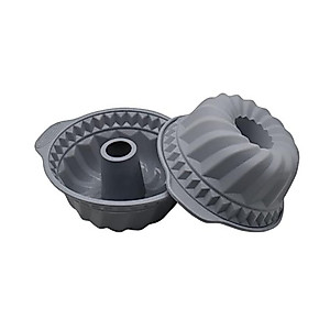 A person who loves life 10" Silicone Bundt Cake Pan, Non-Stick Silicone Bundt Pan with Handle, Home Baking DIY Cake Mold for Cake, Chocolate, Jelly, Bread, Gelatin (Nordic Grey)