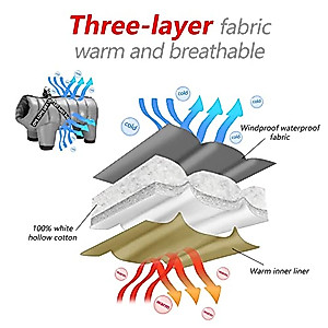 Didog Winter Small Dog Coats,Waterproof Jackets with Harness & D Rings,Warm Zip Up Cold Weather Coats for Puppy & Cats Walking Hiking,Gray,Chest: 15"