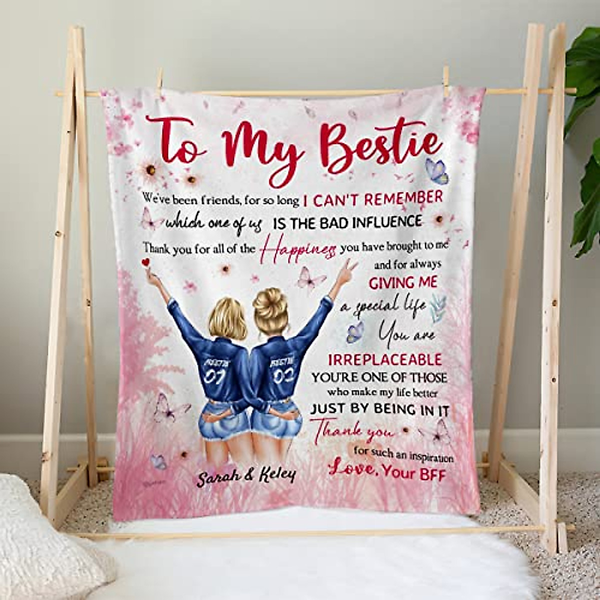 Toyshea Personalized Best Friend Blanket to My Bestie Custom Throws Soft Bed Fleece Sherpa Blankets for Friends BFF Bestie Soul Sisters Birthday Christmas Friendship Day Presents Idea
