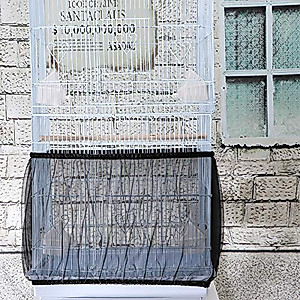 UEETEK Bird Cage Skirt Mesh Bird Seed Catcher Net Cage Cover Size M (Black)