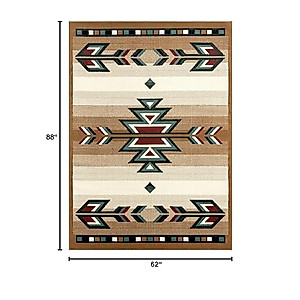 Home Dynamix Premium Sagrada Southwestern Geometric Area Rug Beige/Green, 5'2"x7'4"