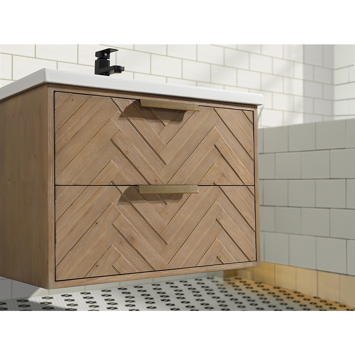 Ari Kitchen & Bath Carlsbad 30" Floating Bathroom Vanity Weathered Fir