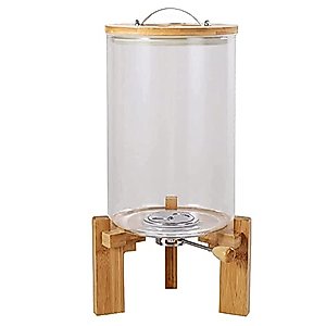 PIOJNYEN Glass Rice Dispenser with Stand, Glass Food Storge Container for Kitchen Pantry Organization, Flour and Cereal Container with Airtight Lid and Bamboo Stand, 7.5L…