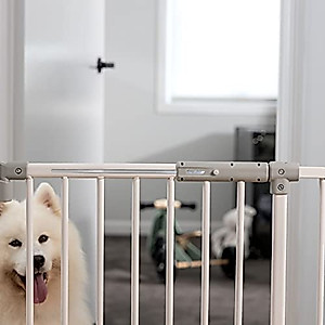 Perma Child Safety Stellar Sensor LED Auto Lock Safe Step Walk Through Baby Gate for Stairs, Pressure Mounted, White