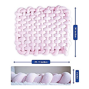 Lion Paw Knotted Braided mat Nursery Rugs for Kids Play and Sleeping Hand Made Baby Knot Floor Pillow Mat Thick Baby Crawling mat Anti-Slip Toddler Play mat Woven Carpet Floor Cushion-Pink