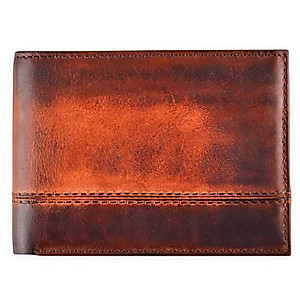 BULL GUARD Cognac Brown Leather Wallet for Men | RFID Blocking Bifold with Removable ID Credit Card Holder