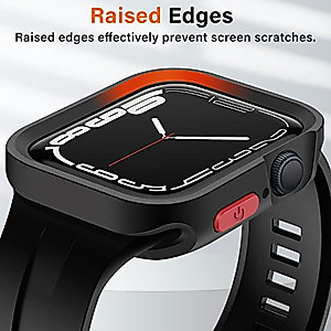 Amizee Rugged Case Compatible with Apple Watch Case Series 8/7 45mm Series 6/SE/5/4 44mm, Soft TPU Shockproof Bumper Drop Proof Protective Cover Compatible with iWatch - Black