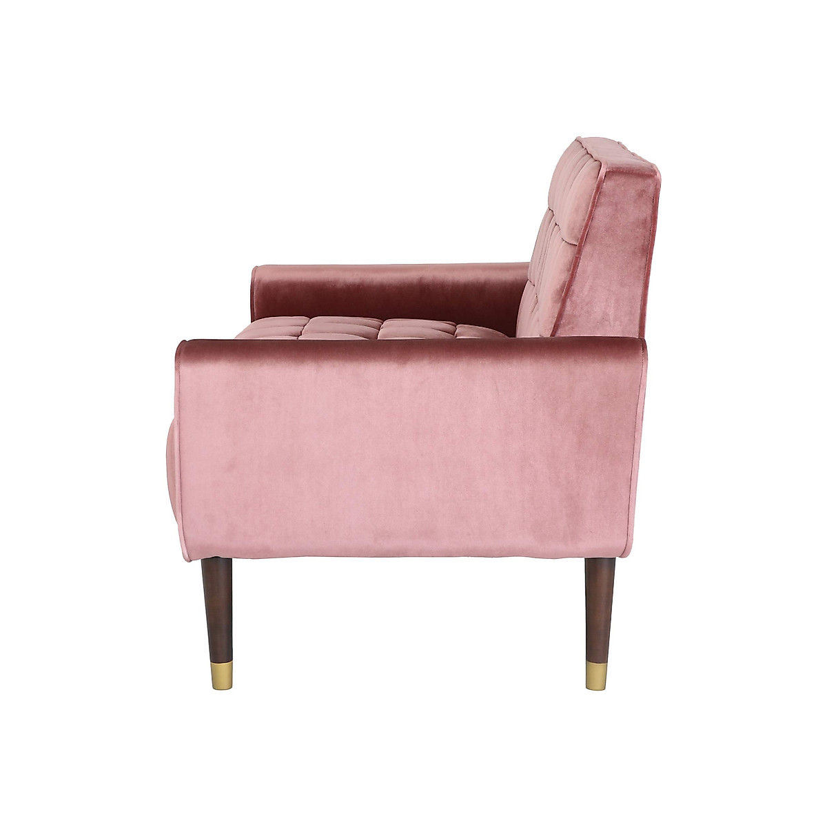 Christopher Knight Home Aubrie Tufted Velvet Loveseat Tipped Tapered Legs, Blush and Gold Finish