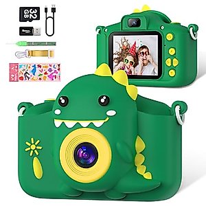 Kids Camera for Boys Girls Toddlers Childrens 3-8 Years Old Christmas Birthday Gifts Toys Selfie Digital Dual Camera with 32GB Card