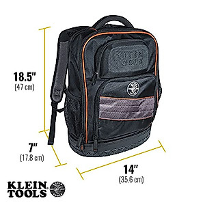 Klein Tools 55439BPTB Laptop Backpack / Tool Bag, Water Resistant Technician Backpack, Padded for 3-Inch Thick Laptop or Tablet, 25 Pockets