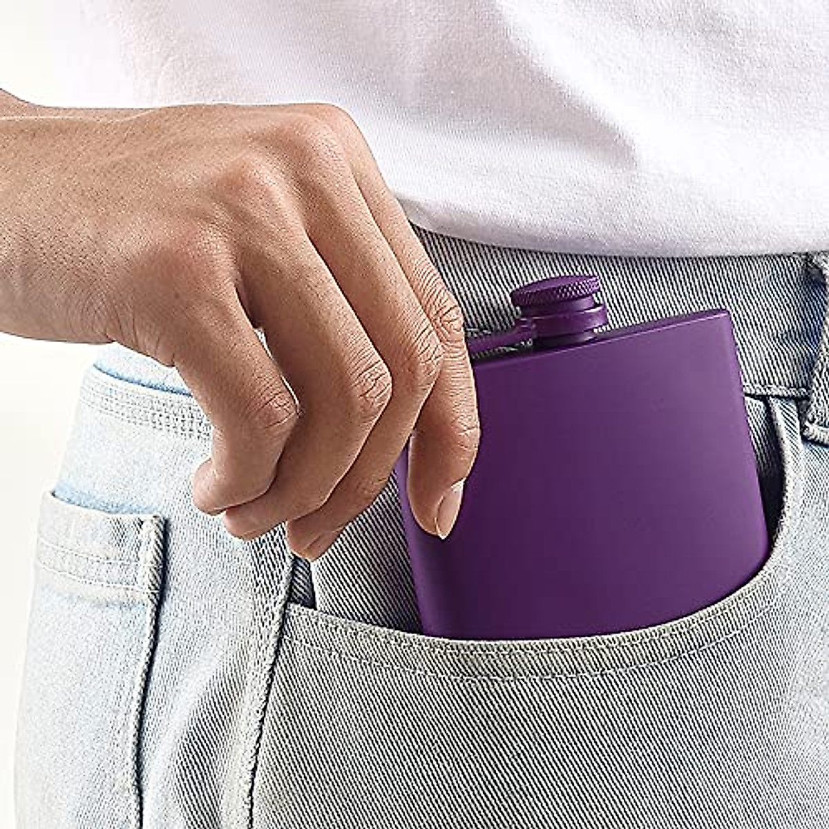 FYL Hip Flask for Liquor Light Purple 6oz 18/8 Stainless Steel, Great Gift for Wedding Party Flask