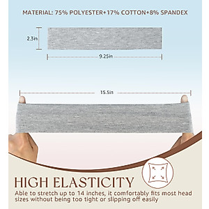 Headbands for Women 8-Pack Vibrant Yoga & Sports Sweat Headbands - Cotton Stretchy Non-Slip Hair Bands (Black,Navy Blue,Blue,Brown,Khaki,White,Light Floral Gray,Dark Floral Gray,Set1)