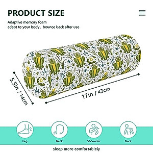 Vnurnrn Funny Frogs Neck Support Pillow Round Neck Roll Bolster Cylinder Pillow Cervical Pillows Memory Foam Pillow for Leg Knee Back Head Support for Gifts Camp Study Work