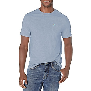 Tommy Hilfiger Men's Tall Essential Short Sleeve Cotton Crewneck Pocket T-Shirt, Malaga Blue Heather, XX-Large Big