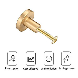 8 Pcs Gold Cabinet Knobs, Brushed Brass Round Kitchen Cabinet Hardware Pulls Knobs Gold for Dresser Drawer Cupboard Closet Furniture Wardrobe Door Knobs Handles, with Screwdriver - 20x25 mm