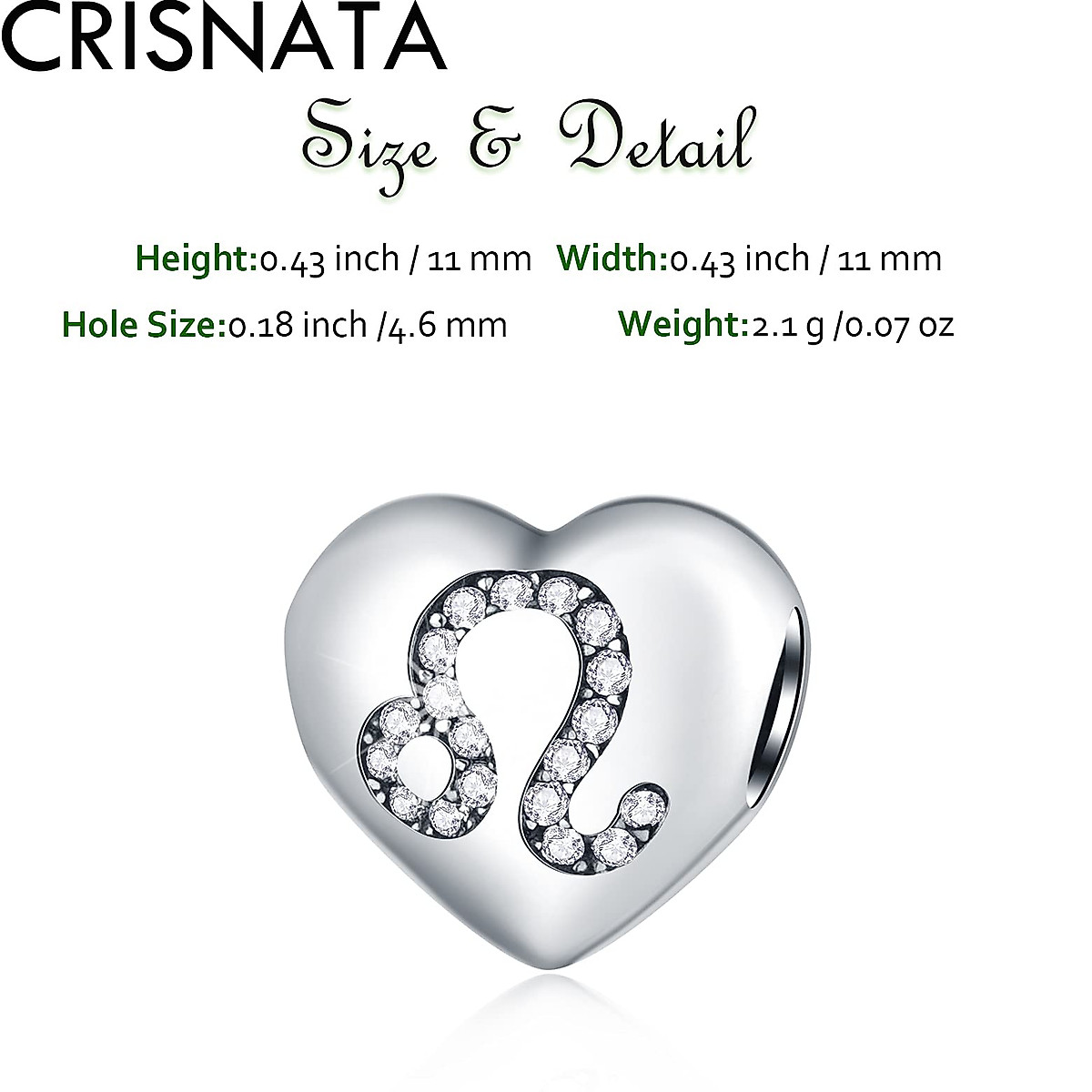 Leo Zodiac Sign Heart Charms, fits Pandora Birthday Bracelet, 925 Sterling Silver I Love my Constellation Beads with CZ Birthstone, Leonis Star Horoscope Gifts for Girl/Family