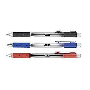 TUL® GL Series Retractable Gel Pens, Medium Point, 0.7 mm, Silver Barrel, Assorted Business Inks, Pack Of 12 Pens