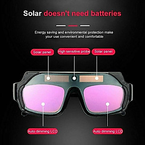 Auto Darkening Welding Goggle Solar Eye Protective Block Slag PC Glasses for Welder Soldering Filter Harmful Light