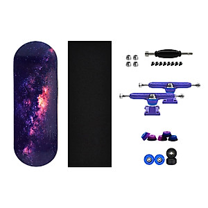 Teak Tuning 34mm Pro Fingerboard Heat Transfer Graphic Complete - Fully Assembled with Pro Level Parts - Pro Shaped Wood Deck (34x97mm), UltraSpin Wheels, Prodigy Trucks - Galaxy