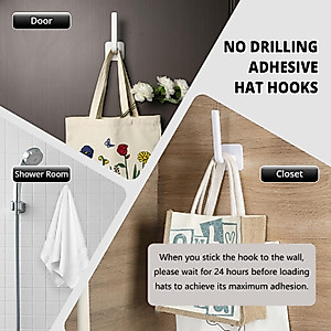 HTVRONT Hat Hooks for Wall 6PCS - Strong Adhesive Hat Rack for Wall for Baseball Caps - Hat Hangers Holder Organizer Storage Space Saving Multi-Function for Wall/Door/Closet