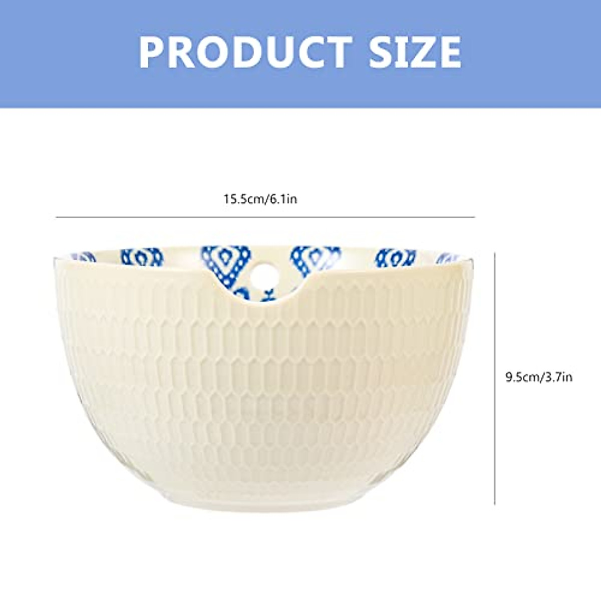 MAGICLULU Ceramic Yarn Bowl for Knitting and Crocheting Yarn Storage Bag for Beginner Crocheter Knitter Craft White