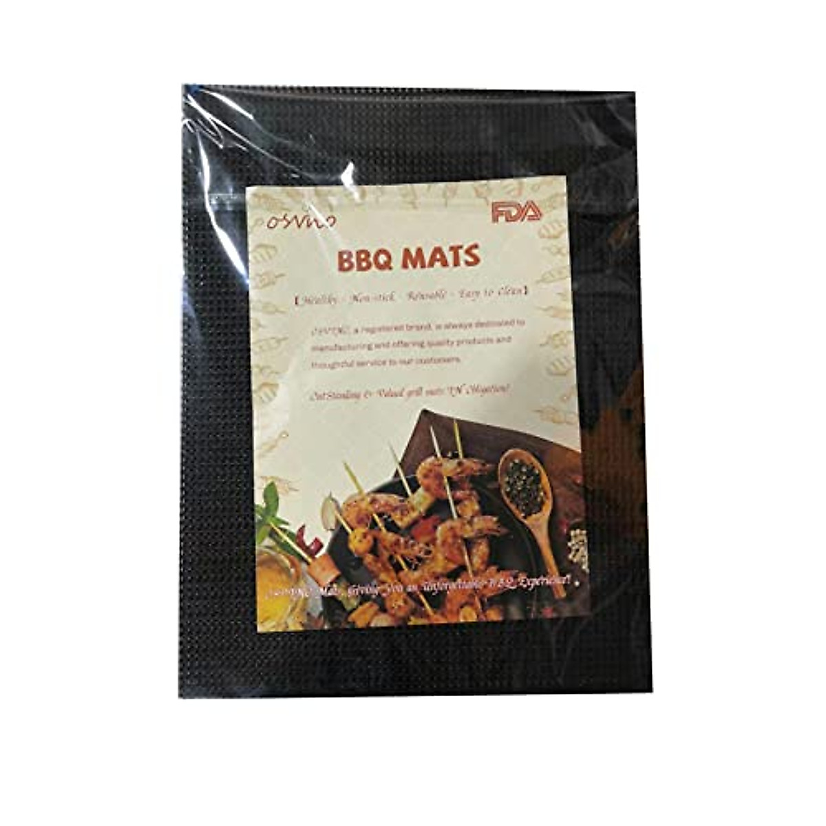 OSVINO Black Grill Mesh Mat 5 Pack Non-stick BBQ Grilling Sheet Liners 16"x12" Reusable Outdoor Barbecue Accessories Works on Gas Charcoal Electric Grill