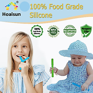 Chewy Toys for Autistic Kids, 2 Pack Chew Tubes Sticks Oral Motor Tools for Humans, Silicone Baby Teething Toys for Babies with Autism, ADHD, SPD, Biting, Nursing, Fidget or Special Needs