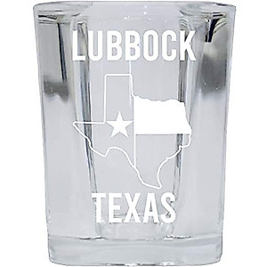 R and R Imports Lubbock Texas Souvenir Laser Etched 2 Ounce Square Shot Glass Texas State Flag Design