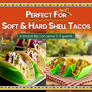 Taco Holders set of 6, Colorful Premium Taco Tray and Rack for Soft or Hard Taco Shells - Dishwasher and Microwave Safe, BPA Free and Sturdy, Multi-Colored