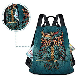 ALAZA Owl Print Ethnic Backpack Purse for Women Anti Theft Fashion Back Pack Shoulder Bag