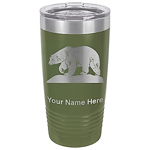 LaserGram 20oz Vacuum Insulated Tumbler Mug, Polar Bear, Personalized Engraving Included (Camo Green)