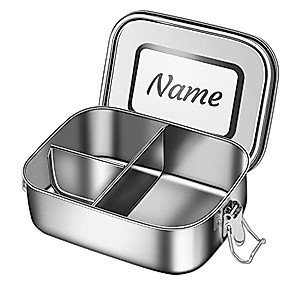 OXYEFEI Stainless Steel Bento Box, Personalized Lunch Container 3 Compartments can Hold All Kinds of Food Metal Lunch Box for Children or Adults (1800ml)