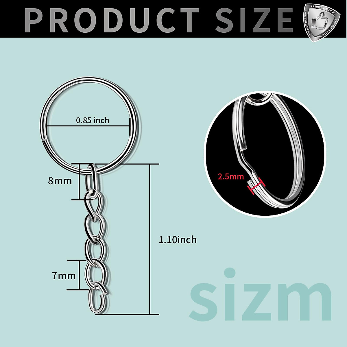 Teenitor Metal Split Keychain Ring Parts for Arts and Craft- 60 Key Chains 25mm with 26mm chains and 60pcs Open Jump Ring for Craft Key Ring