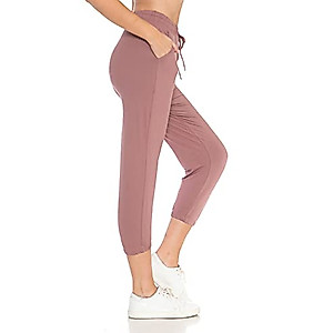 Leggings Depot Womens Relaxed fit Jogger Pants - Track Cuff Sweatpants with Pockets, Capri-Mauve, X-Large