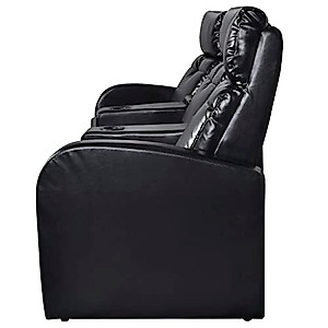 YPWRENH Reading Chair 3-Seater Home Theater Recliner Sofa Black Faux Leather High Back Chair for Living Room, Dining Room, Conference Room, Waiting Room