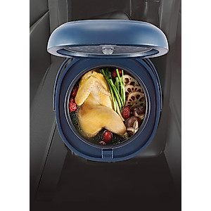 AMIEROUS 12V/24V Mini Rice Cooker, 2L Portable Travel Rice Cooker For Car/Truck, Small Rice Cooker with Steam Tray, Cooking Heating and Keeping Warm Function(Blue)