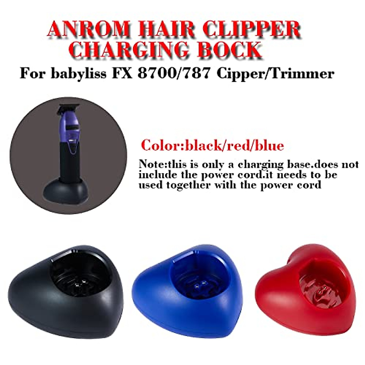 Kimhonglee Professional Hair Clippers Charging Stand for Babyliss Portable Electric Trimmer Charging Base for All BaByliss Barberology FX Metal Cordless Trimmers and Clippers 8700GCN 787GCN(Black)