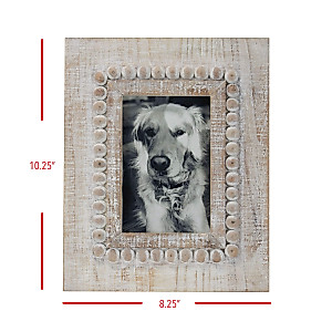 Foreside Home and Garden White Antique 4 x 6 inch Bead Decorative Wood Picture Frame (FFRD09927)