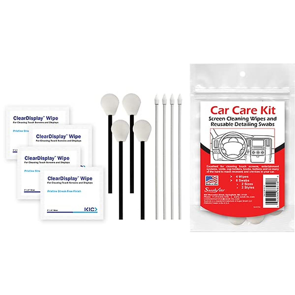 SWAB-ITS® 12-Piece Car Care Kit with Screen Wipes & Reusable Detailing Swabs: 87-8210