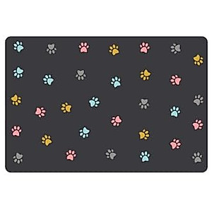 Yetstock Absorbent Pet Feeding Mat for Food and Water No Stains Quick Dry Mat for Dog Cat Bowl, Dark Paw Large16x24 Inches