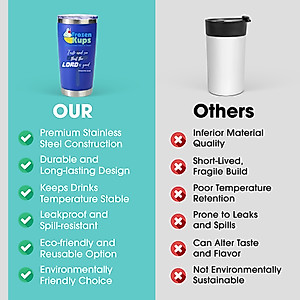 Frozen Kups 20oz Stainless Steel Tumbler Blue, Vacuum Insulated Coffee Tumbler with Lid, Hot and Cold Travel Coffee Mug, Durable Spill-Proof Insulated Coffee Mug, Double-Wall Insulated Tumbler (Blue)