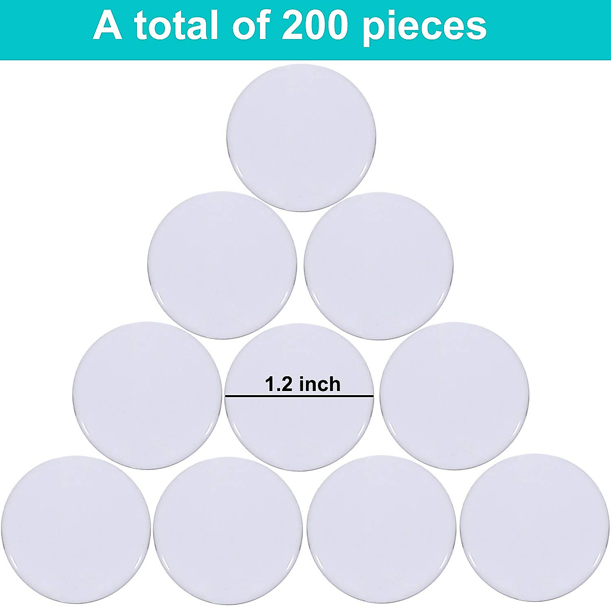 Coopay 1-1/5 inch Plastic Learning Counters Disks Bingo Chip Counting Discs Markers for Math Practice and Poker Chips Game Tokens, 200 Pieces(White)