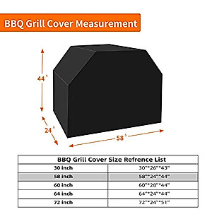 Easy Going Heavy Duty Gas Grill Cover, 58-inch Waterproof BBQ Grill Cover,UV & Dust & Weather Resistant Material,Durable and Convenient (58 in,Black)