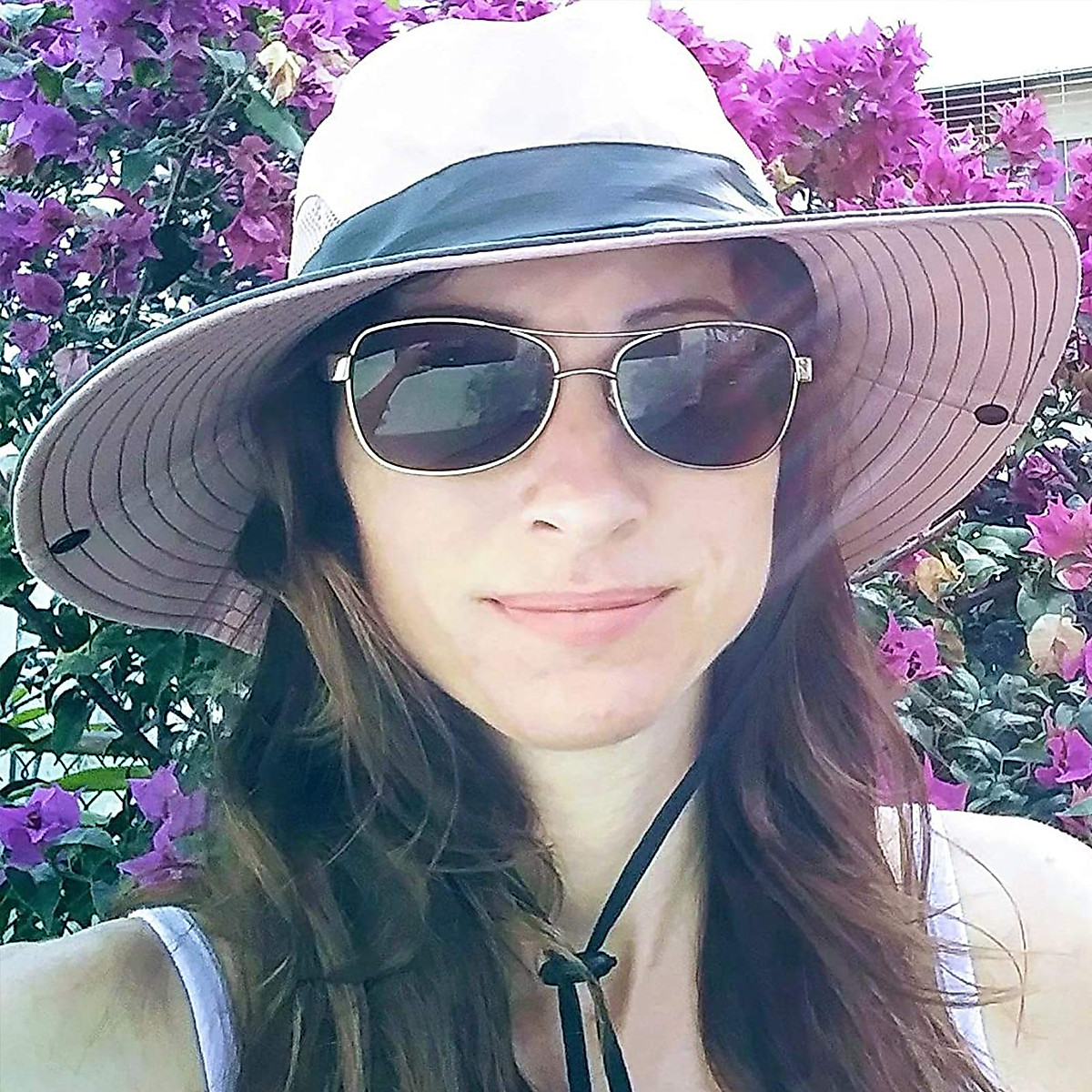 Womens UV Protection Wide Brim Sun Hats - Cooling Mesh Ponytail Hole Cap Foldable Travel Outdoor Fishing Hat Pure Blue