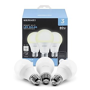 A19 Smart White LED Bulb, 60W, Non-Dimmable, 3-Pack