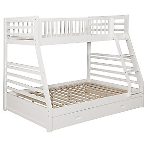 Coaster Home Furnishings Ashton Transitional Wood Twin Over Full Size Bunk Bed Frame with Ladder and Guardrails with Two Storage Drawers Fully Slatted Mattress Ready Foundation White 460180