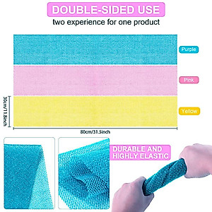African Net Sponge Long Net Bath Sponge Exfoliating Shower Body Scrubber Back Scrubber Skin Smoother Body Exfoliating Cloth Nylon Bathing Scrubber for Men Women for Daily Use (Lake Blue Pink Yellow)